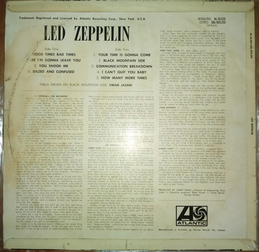 Collecting Australian Pressings of Led Zeppelin 1 – Sonic Archaeology